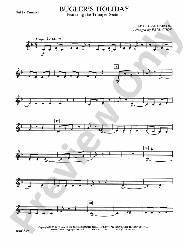 Bugler's Holiday (featuring the Trumpet Section): 3rd B-flat Trumpet ...