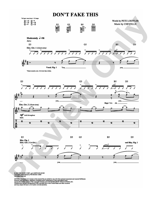 Don't Fake This: Guitar TAB: Chevelle - Digital Sheet Music Download