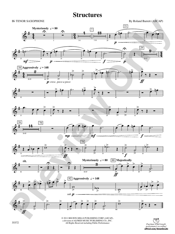 Structures B Flat Tenor Saxophone B Flat Tenor Saxophone Part