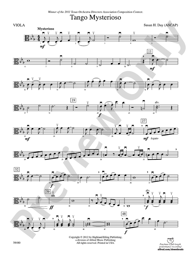 Tango Mysterioso: Viola: Viola Part - Digital Sheet Music Download