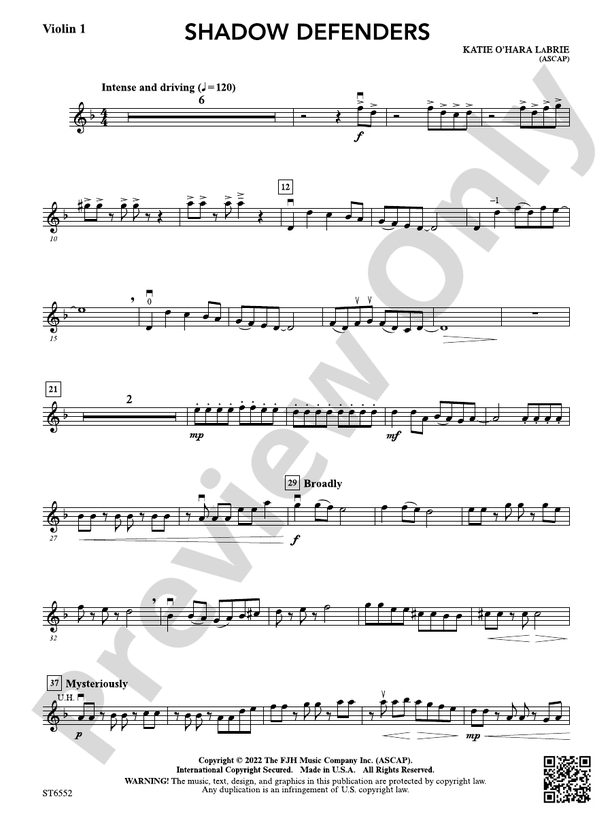 Shadow Defenders: Violin 1: Violin 1 Part: Katie O'Hara LaBrie ...