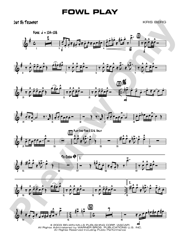 Fowl Play: 1st B-flat Trumpet: 1st B-flat Trumpet Part - Digital Sheet ...