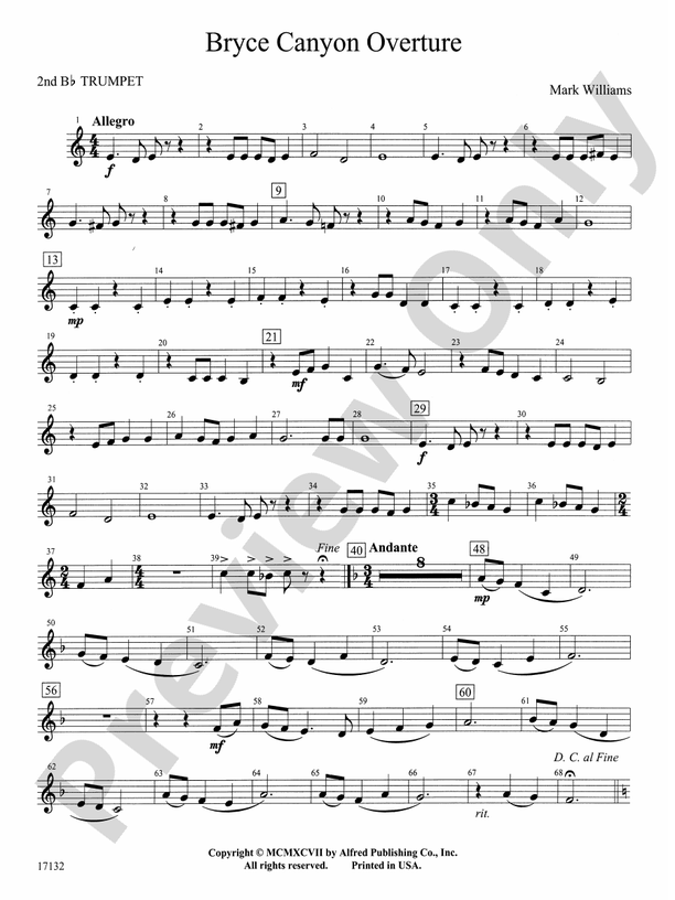 Bryce Canyon Overture: 2nd B-flat Trumpet: 2nd B-flat Trumpet Part - Digital Sheet Music Download