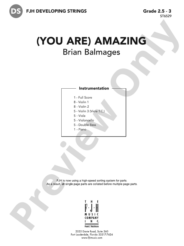 (You Are) Amazing: Score: String Orchestra Score: Brian Balmages ...