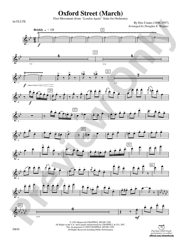 Oxford Street (March): Flute: Flute Part - Digital Sheet Music Download