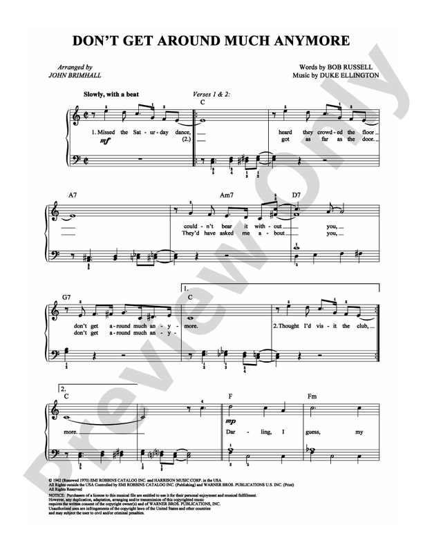 Don't Get Around Much Anymore: Piano/Vocal/Chords: Duke Ellington ...
