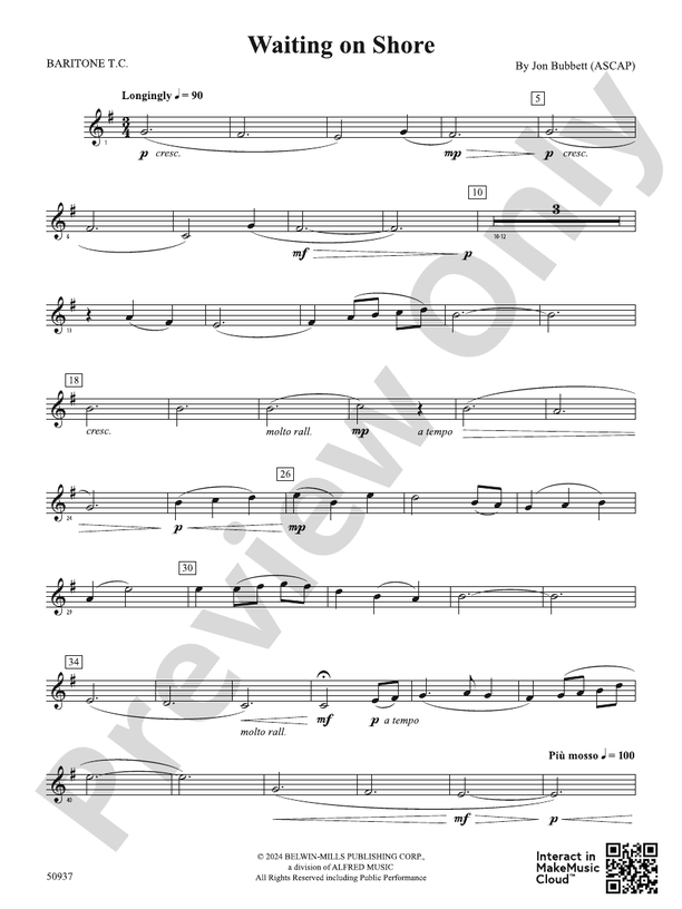 Waiting on Shore: Baritone T.C.: Baritone T.C. Part - Digital Sheet ...