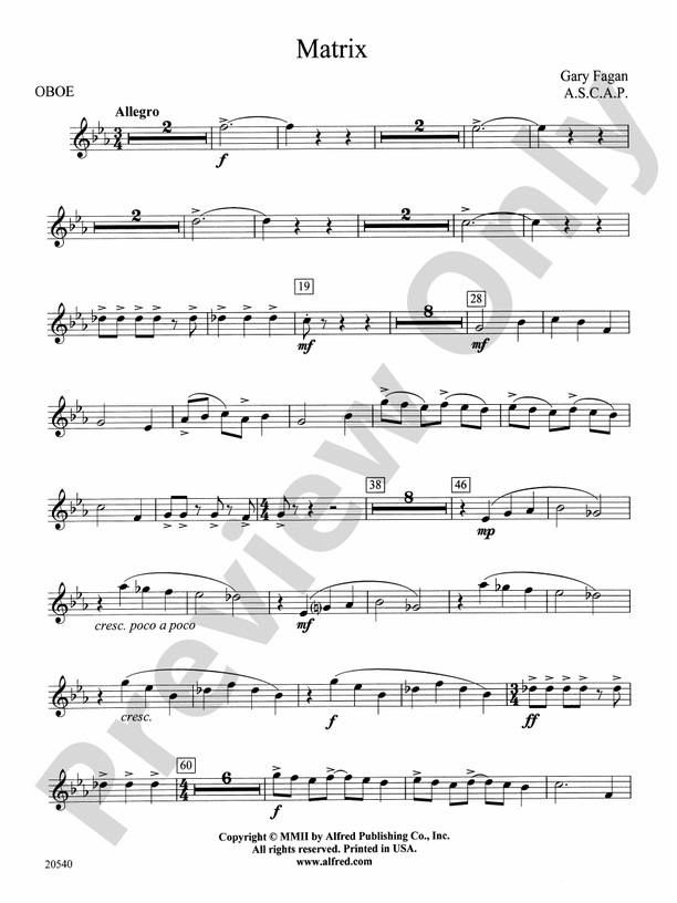 Matrix: Oboe: Oboe Part - Digital Sheet Music Download