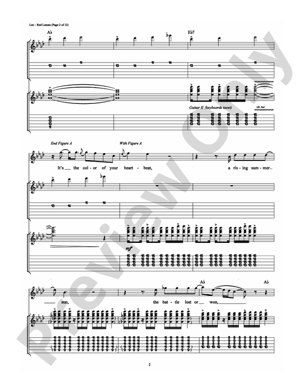 Red Lenses: Guitar TAB: Rush - Digital Sheet Music Download