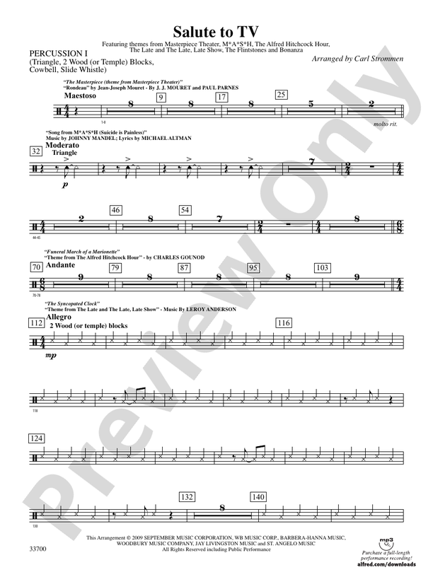 Salute to TV: 1st Percussion: 1st Percussion Part - Digital Sheet Music ...