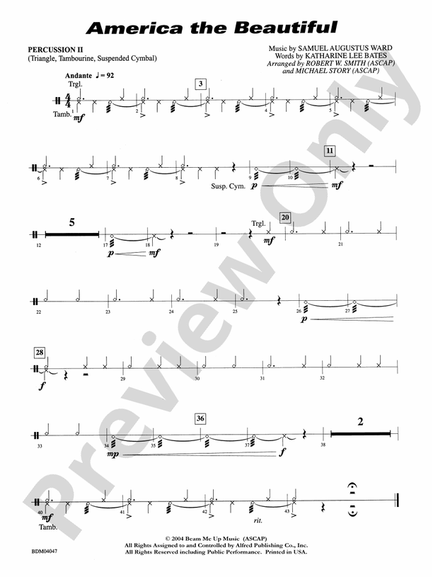 America, the Beautiful: 2nd Percussion: 2nd Percussion Part - Digital ...