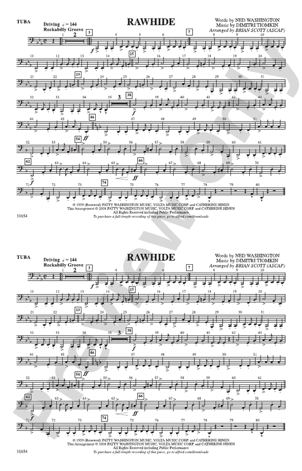 Rawhide: Tuba: Tuba Part - Digital Sheet Music Download