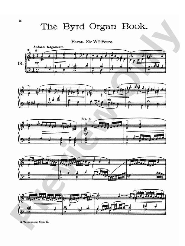 Byrd: 21 Pieces for the Organ (The Byrd Organ Book): 13. Pavan, Sir ...
