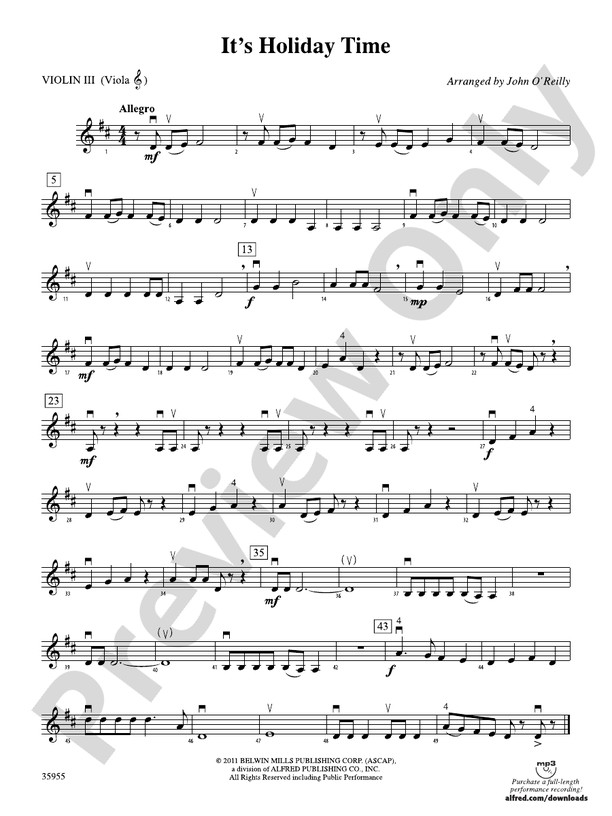 It's Holiday Time: 3rd Violin (Viola [TC]): 3rd Violin (Viola [TC ...