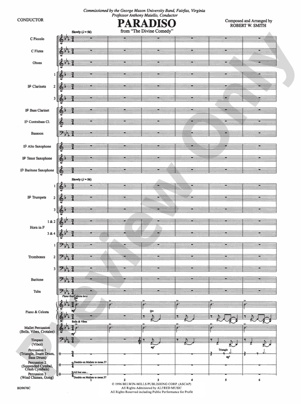 Paradiso: Concert Band Conductor Score & Parts: Robert W. Smith ...