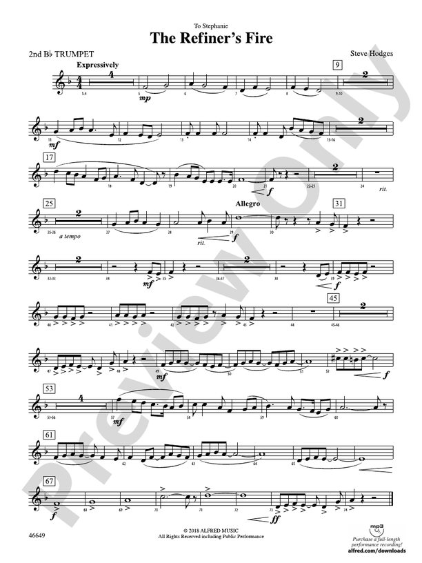 The Refiner's Fire: 2nd B-flat Trumpet: 2nd B-flat Trumpet Part - Digital Sheet Music Download