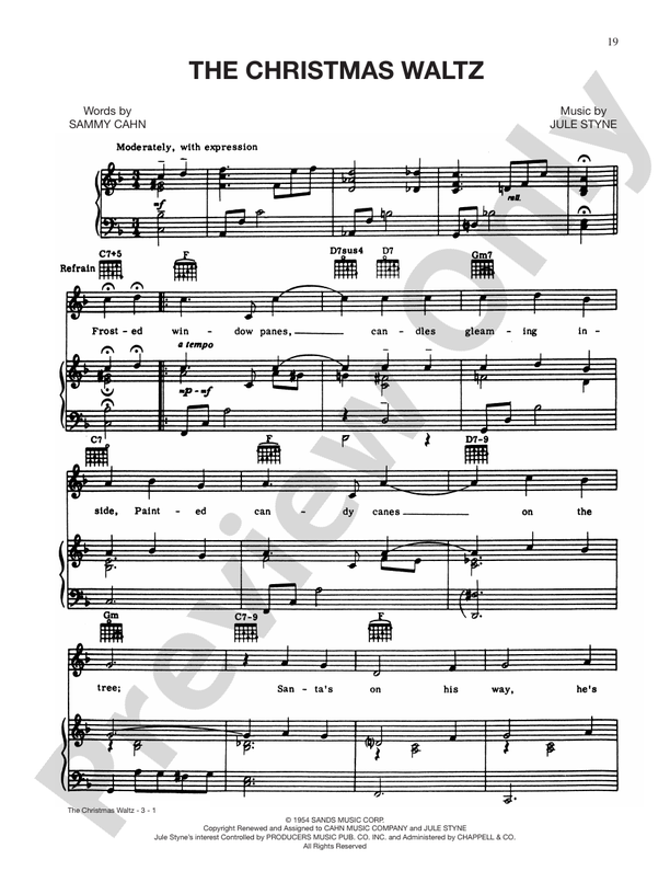 The Christmas Waltz: Piano/Vocal/Chords: Jule Styne - Digital Sheet ...