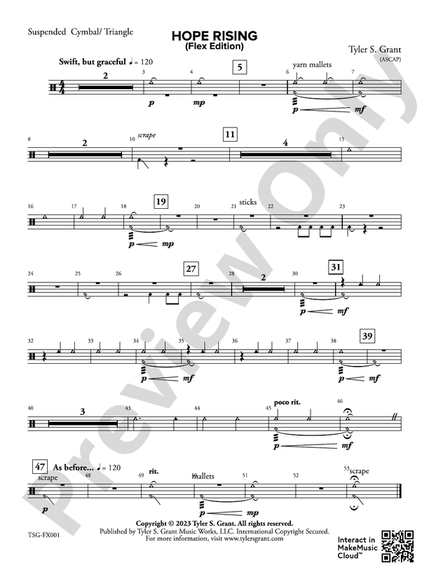 Hope Rising : Cymbals: Cymbals Part - Digital Sheet Music Download