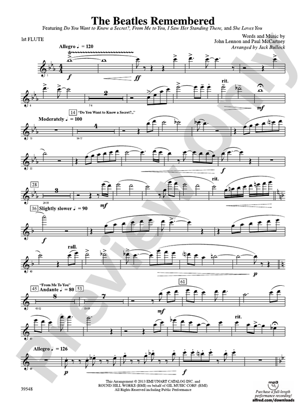 The Beatles Remembered: Flute: Flute Part - Digital Sheet Music Download