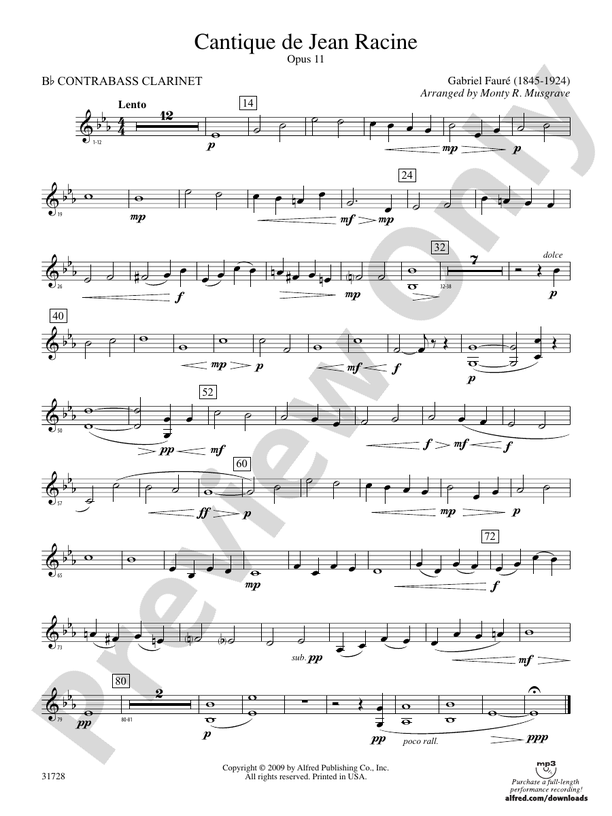 Cantique de Jean Racine: (wp) B-flat Contrabass Clarinet: (wp) B-flat Contrabass Clarinet World ...