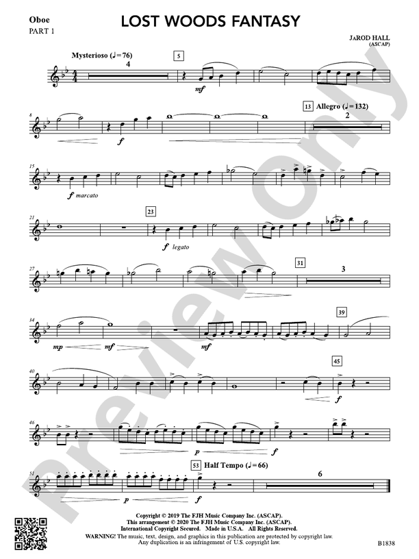 Lost Woods Fantasy: Part 1 - Oboe: Part 1 - Oboe Part: JaRod Hall - Digital Sheet Music Download