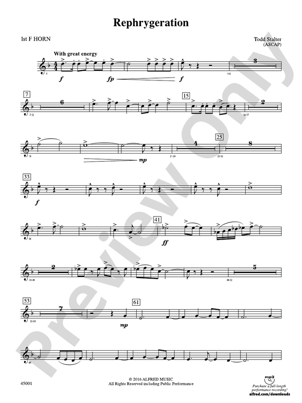 Rephrygeration: 1st F Horn: 1st F Horn Part - Digital Sheet Music Download