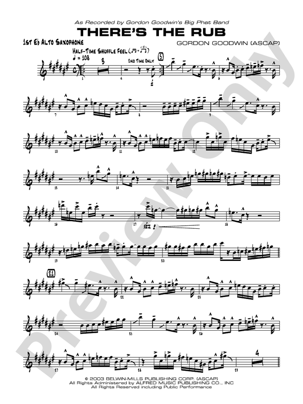 Theres The Rub E Flat Alto Saxophone E Flat Alto Saxophone Part