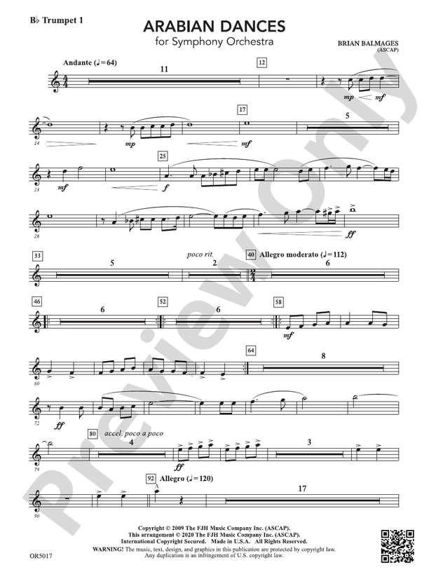 Arabian Dances: B-flat Trumpet 1: B-flat Trumpet 1 Part: Brian Balmages ...