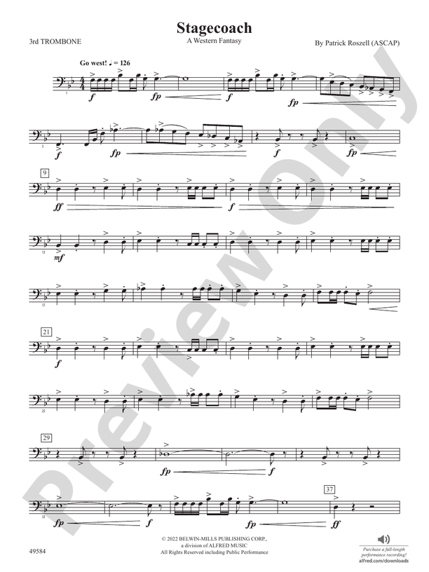 Stagecoach: 3rd Trombone: 3rd Trombone Part - Digital Sheet Music Download