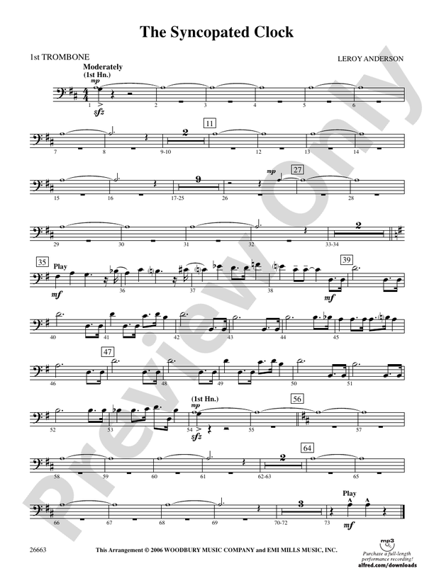 The Syncopated Clock: 1st Trombone: 1st Trombone Part - Digital Sheet ...
