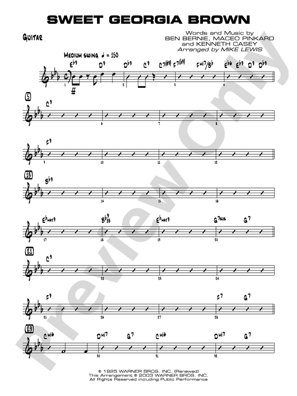 Sweet Georgia Brown: Guitar: Guitar Part - Digital Sheet Music Download