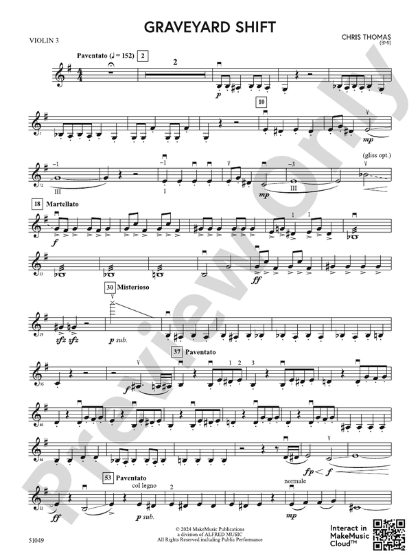 Graveyard Shift: 3rd Violin (Viola [TC]): 3rd Violin (Viola [TC]) Part ...