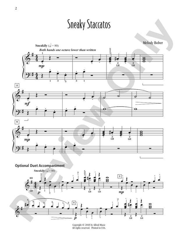 Sneaky Staccatos: Piano: Melody Bober - Digital Sheet Music Download