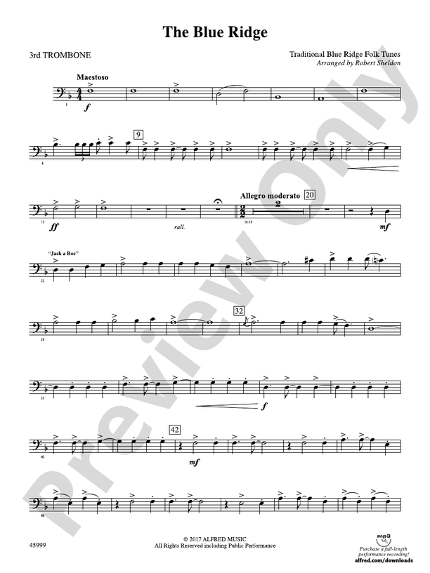 The Blue Ridge: 3rd Trombone: 3rd Trombone Part - Digital Sheet Music ...