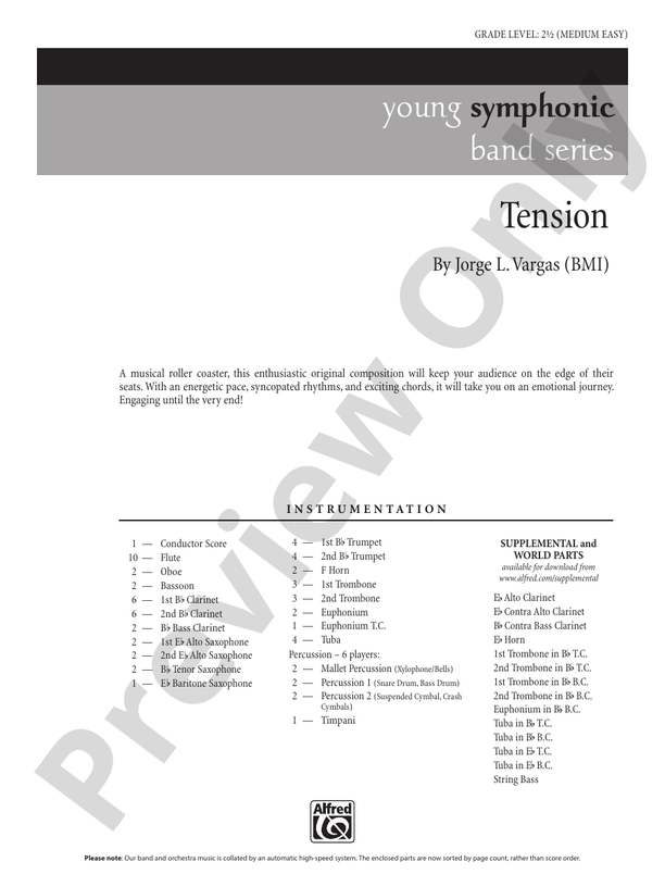 Tension: Score: Concert Band Score - Digital Sheet Music Download