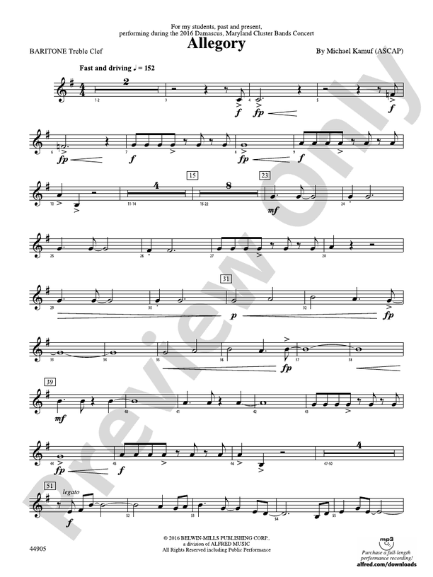Allegory: Baritone T.C.: Baritone T.C. Part - Digital Sheet Music Download