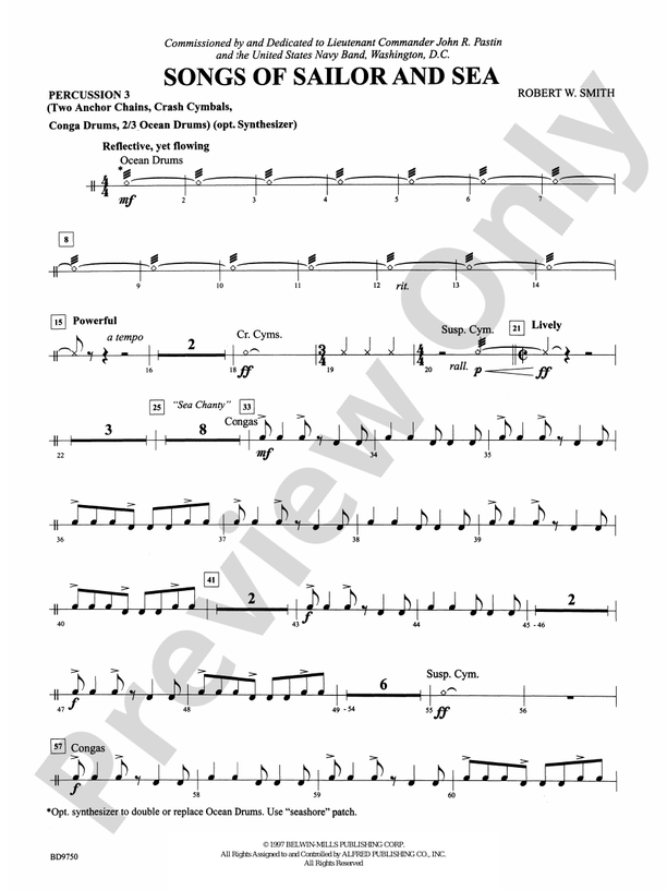 Songs of Sailor and Sea: 3rd Percussion: 3rd Percussion Part - Digital ...
