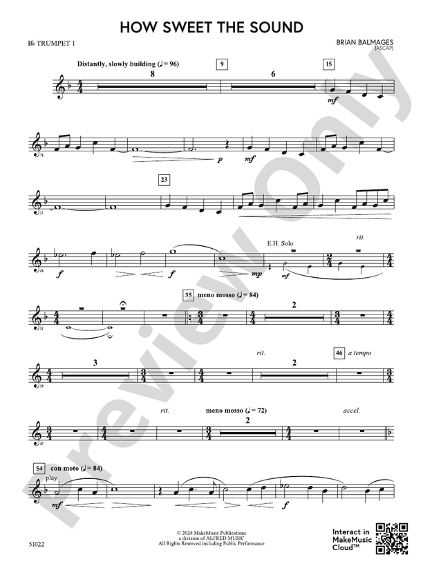 How Sweet the Sound: 1st B-flat Trumpet: 1st B-flat Trumpet Part ...