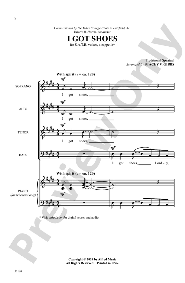 I Got Shoes: SATB, a cappella Choral Octavo - Digital Sheet Music Download
