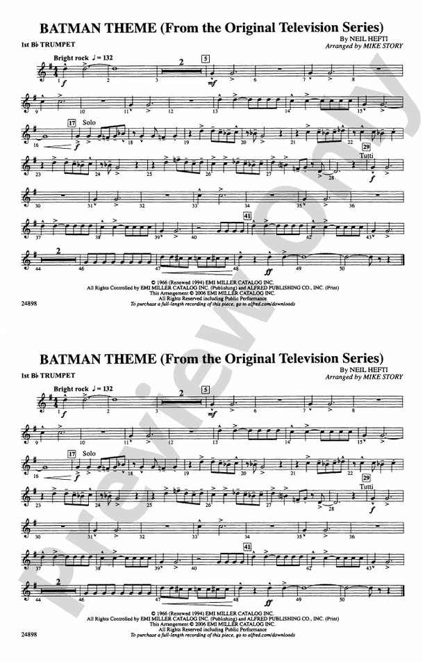 Batman Theme (from the TV Series): 1st B-flat Trumpet: 1st B-flat ...