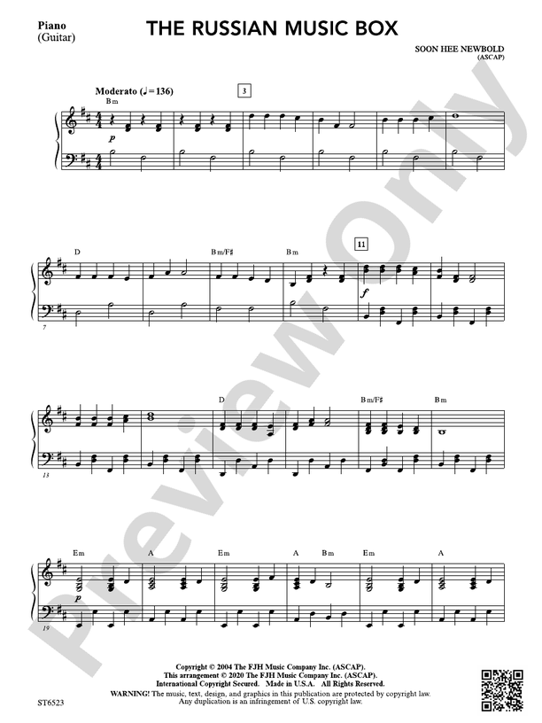 The Russian Music Box: Piano/Guitar: Piano/Guitar Part: Soon Hee ...