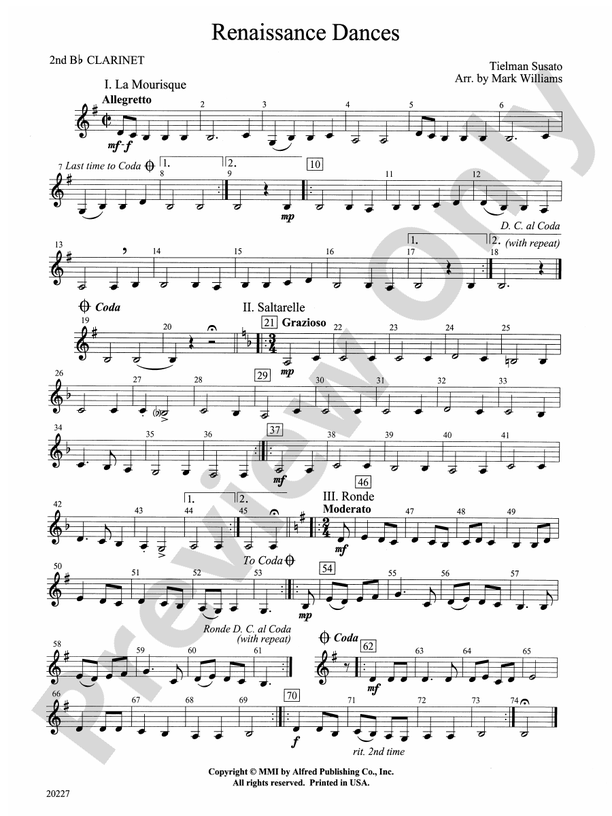 Renaissance Dances: 2nd B-flat Clarinet: 2nd B-flat Clarinet Part ...