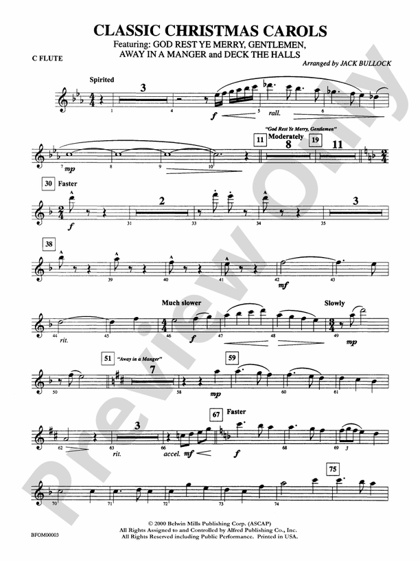 Classic Christmas Carols: Flute: Flute Part - Digital Sheet Music Download