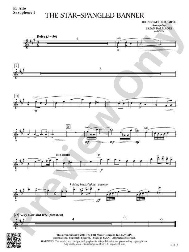 The Star-Spangled Banner: E-flat Alto Saxophone 1: E-flat Alto ...