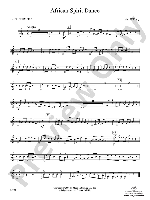 African Spirit Dance: 1st B-flat Trumpet: 1st B-flat Trumpet Part ...