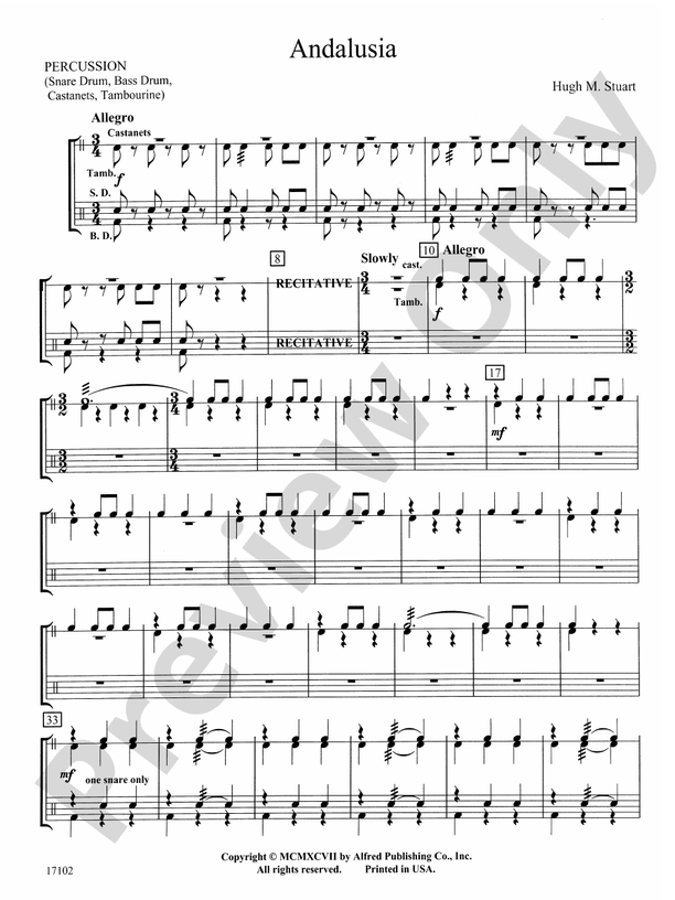 Andalusia: 1st Percussion: 1st Percussion Part - Digital Sheet Music ...