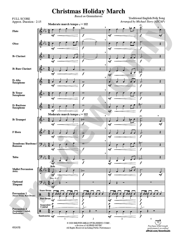 Christmas Holiday March: Score: Concert Band Score - Digital Sheet ...