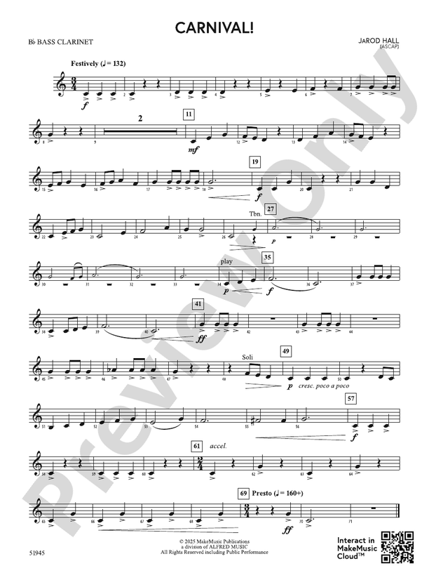 Carnival!: B-flat Bass Clarinet: B-flat Bass Clarinet Part - Digital ...