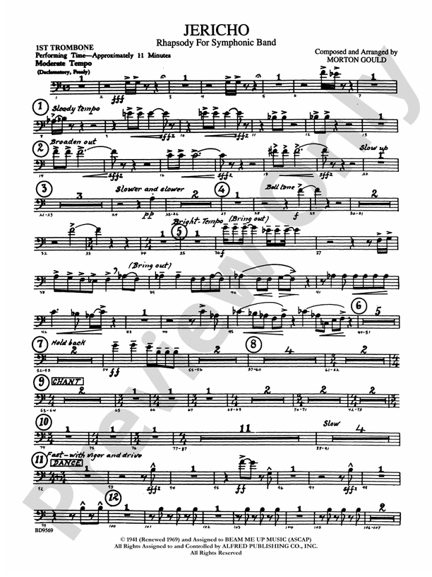 Jericho: 1st Trombone: 1st Trombone Part - Digital Sheet Music Download