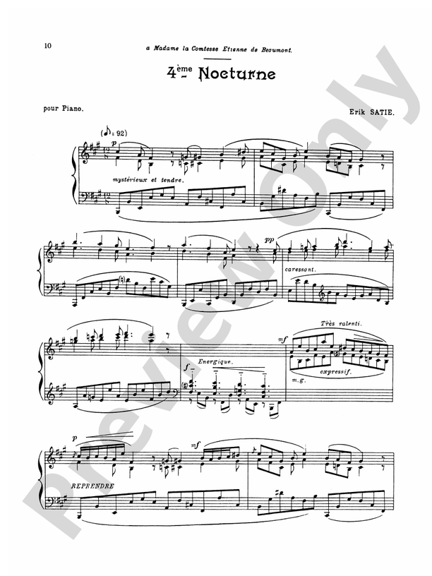Satie: Five Nocturnes: No. 4 Part - Digital Sheet Music Download